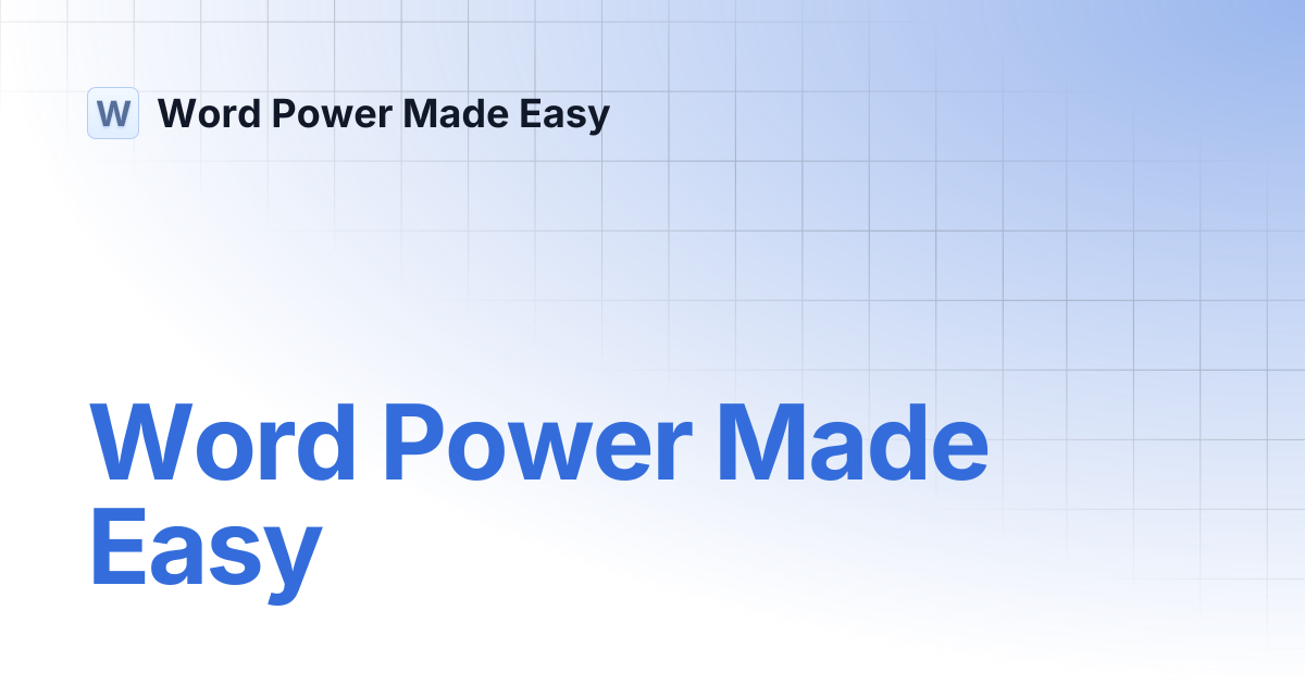 Word Power Made Easy